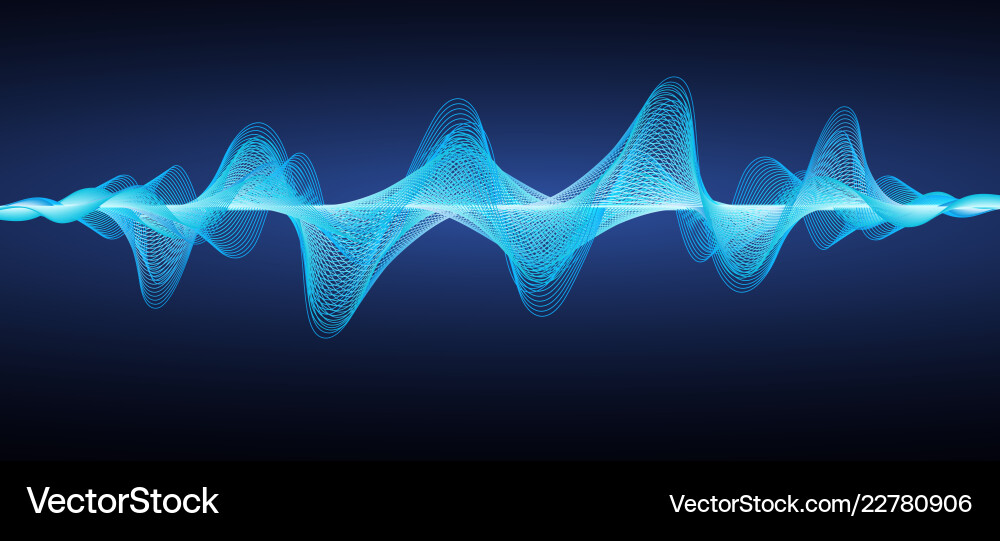 Abstract blue sound waves Royalty Free Vector Image
