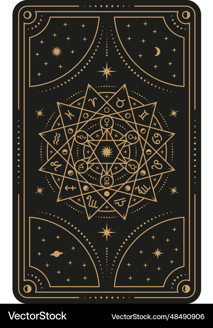 Astrologische Tarot-Design mit Tierkreiselementen Vektorbild