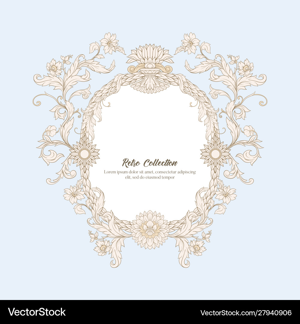 Border frame label in baroque rococo Royalty Free Vector