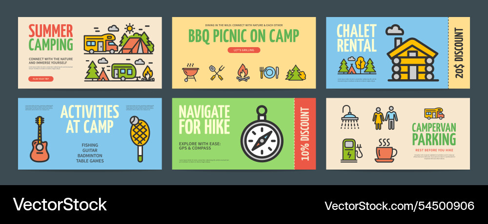 Camping concept horizontal invitation placard Vector Image