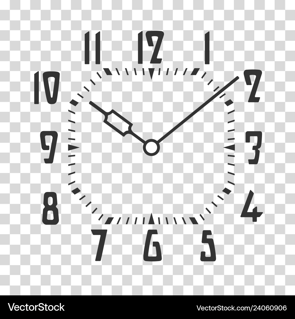 Clock face placed on transparent backdrop Vector Image