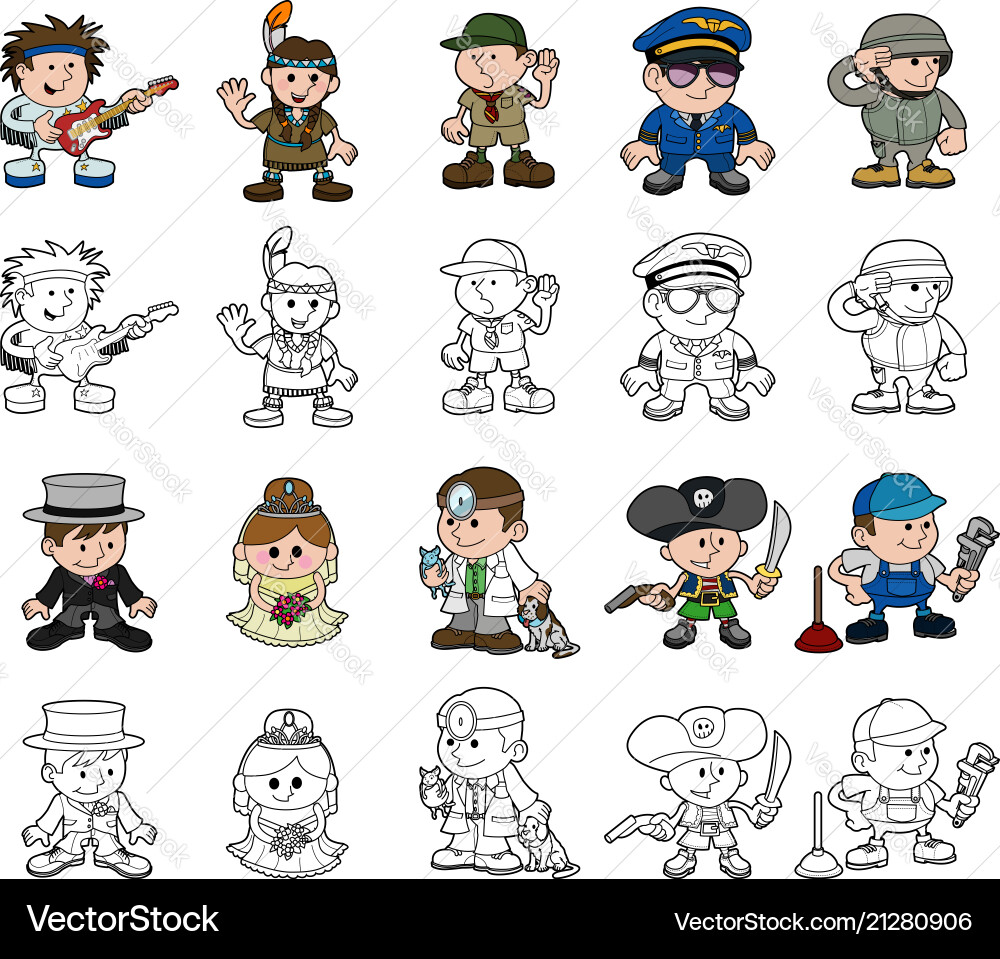 Cute cartoon people set Royalty Free Vector Image