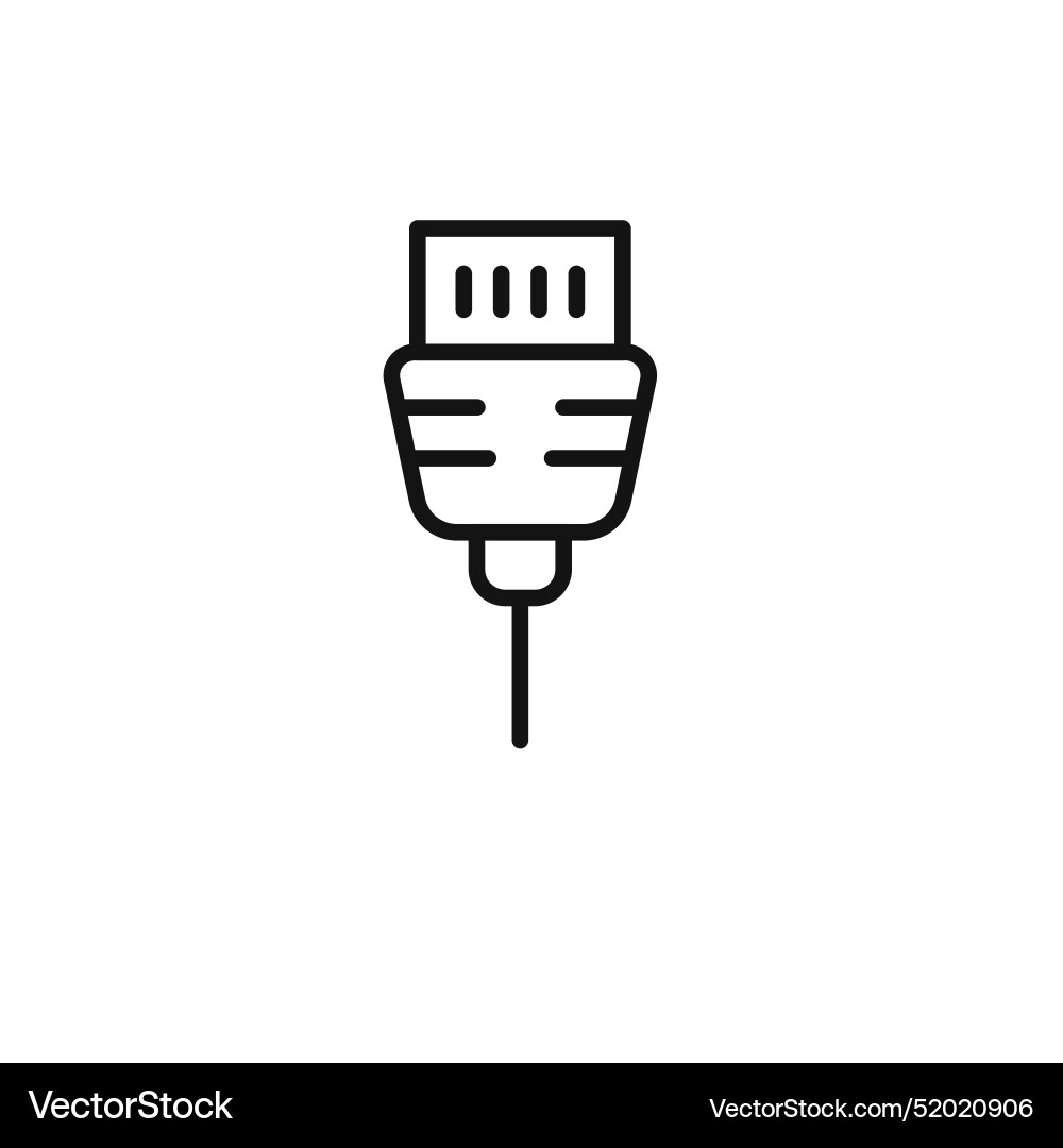 Ethernet cable plug icon outline collection Vector Image