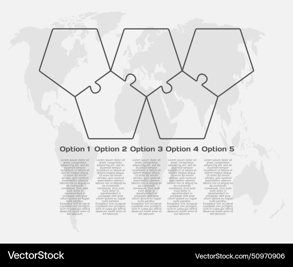 Five piece infographic pentagon puzzle process Vector Image