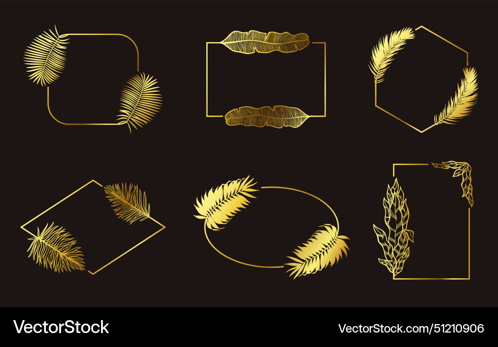 Golden leaves frames for decoration and design Vector Image