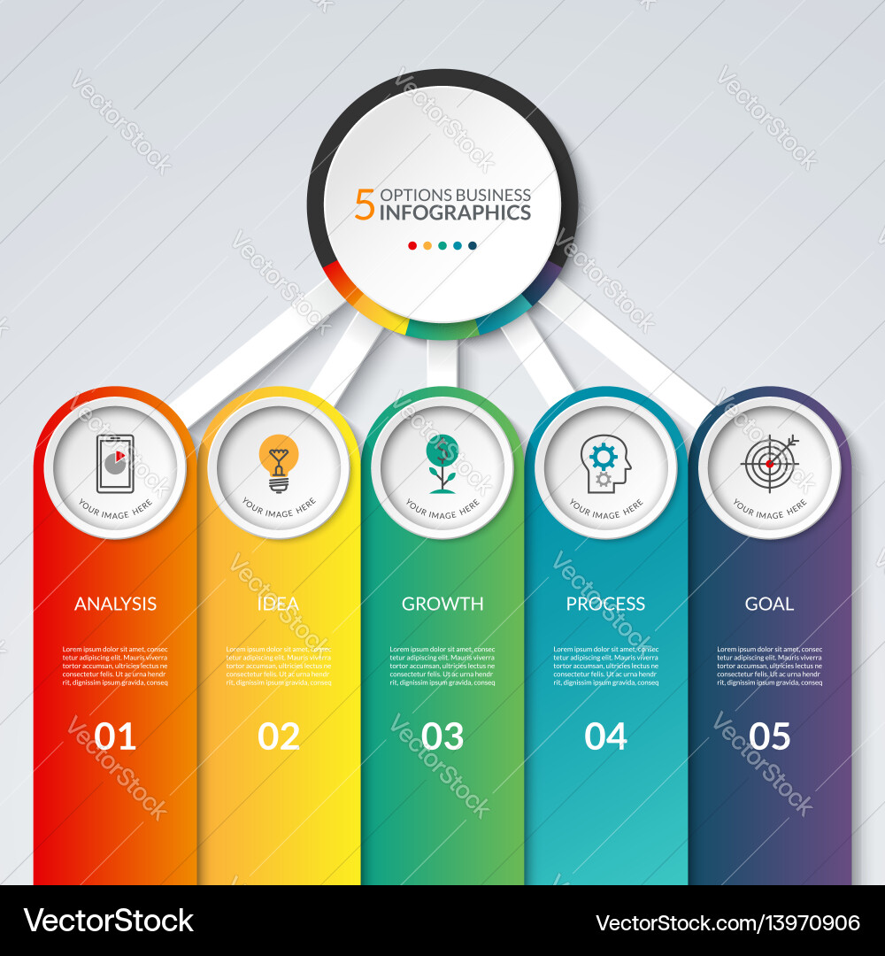 Infographic template with 5 options Royalty Free Vector