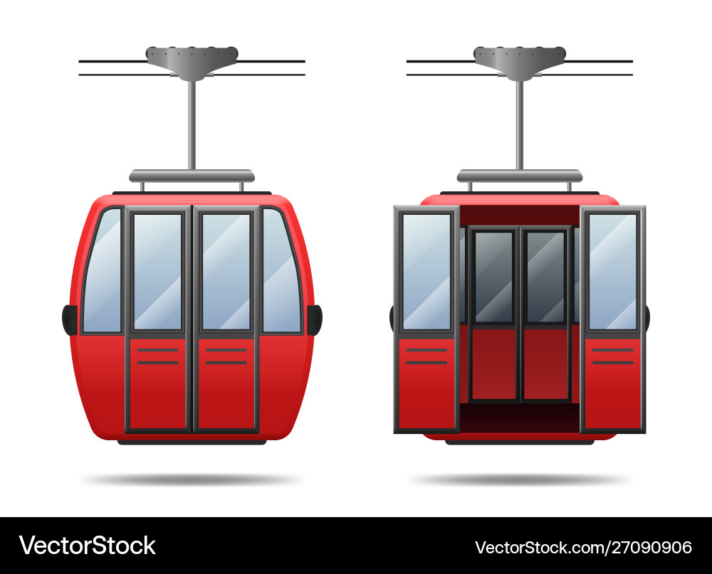 Realistic 3d detailed cabin cableway set Vector Image