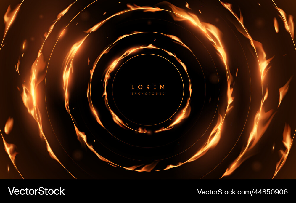 Realistic fire burning rings background Royalty Free Vector