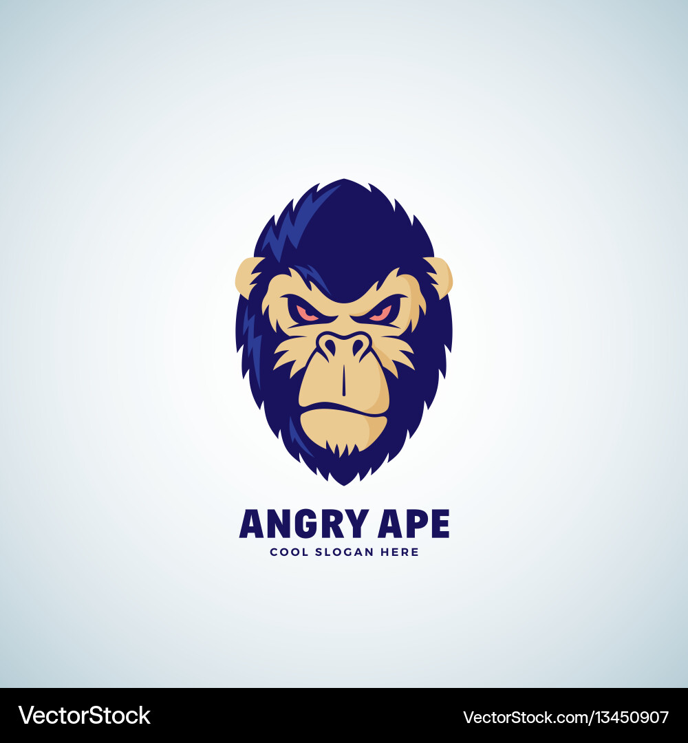 Angry ape abstract sign emblem or logo Royalty Free Vector