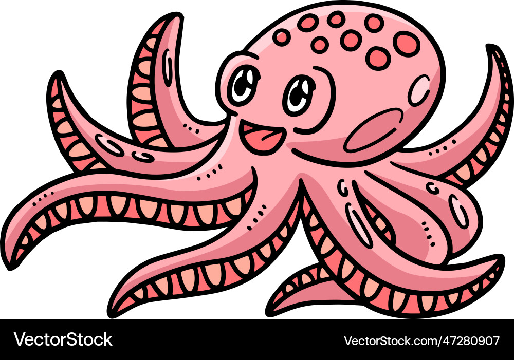 Baby octopus cartoon colored clipart Royalty Free Vector