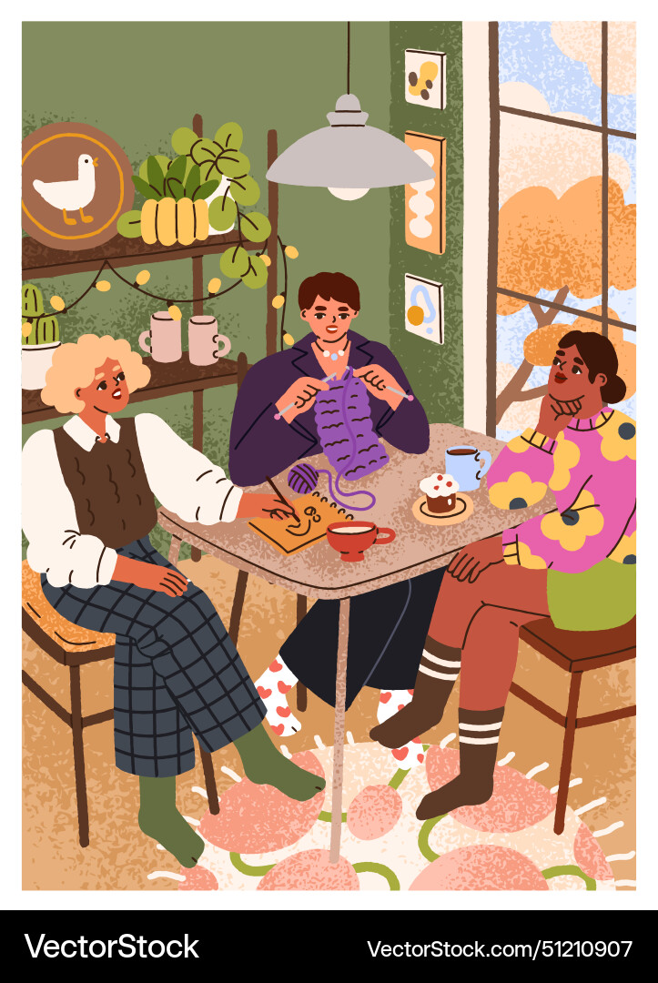 Best friends time at home cozy gathering Vector Image