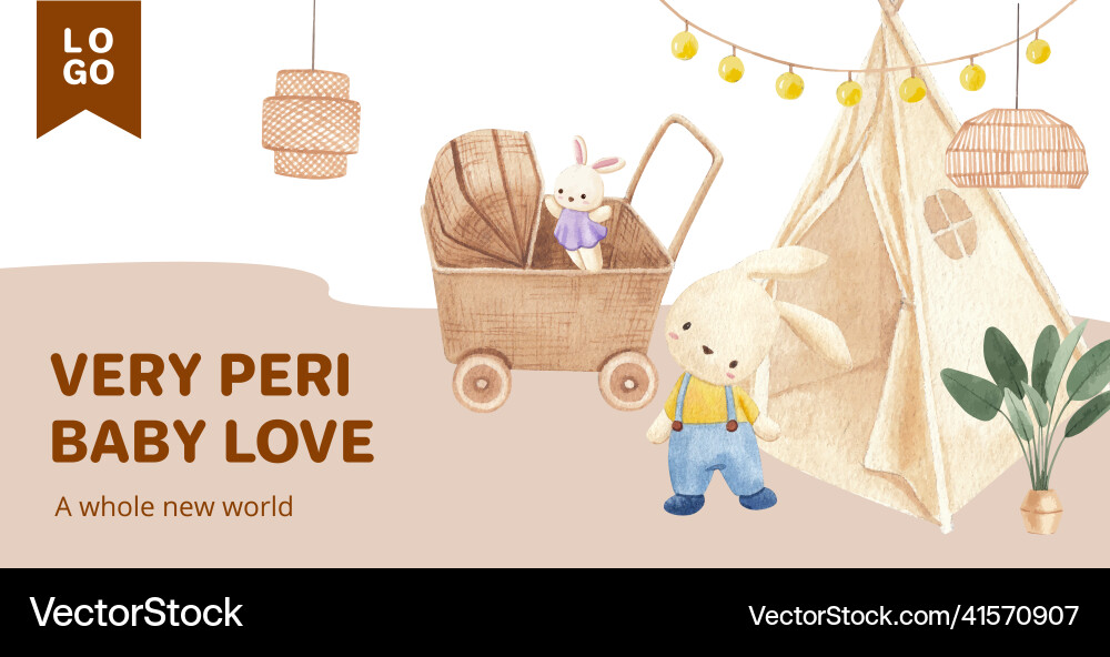 Billboard template with very peri boho nursery Vector Image