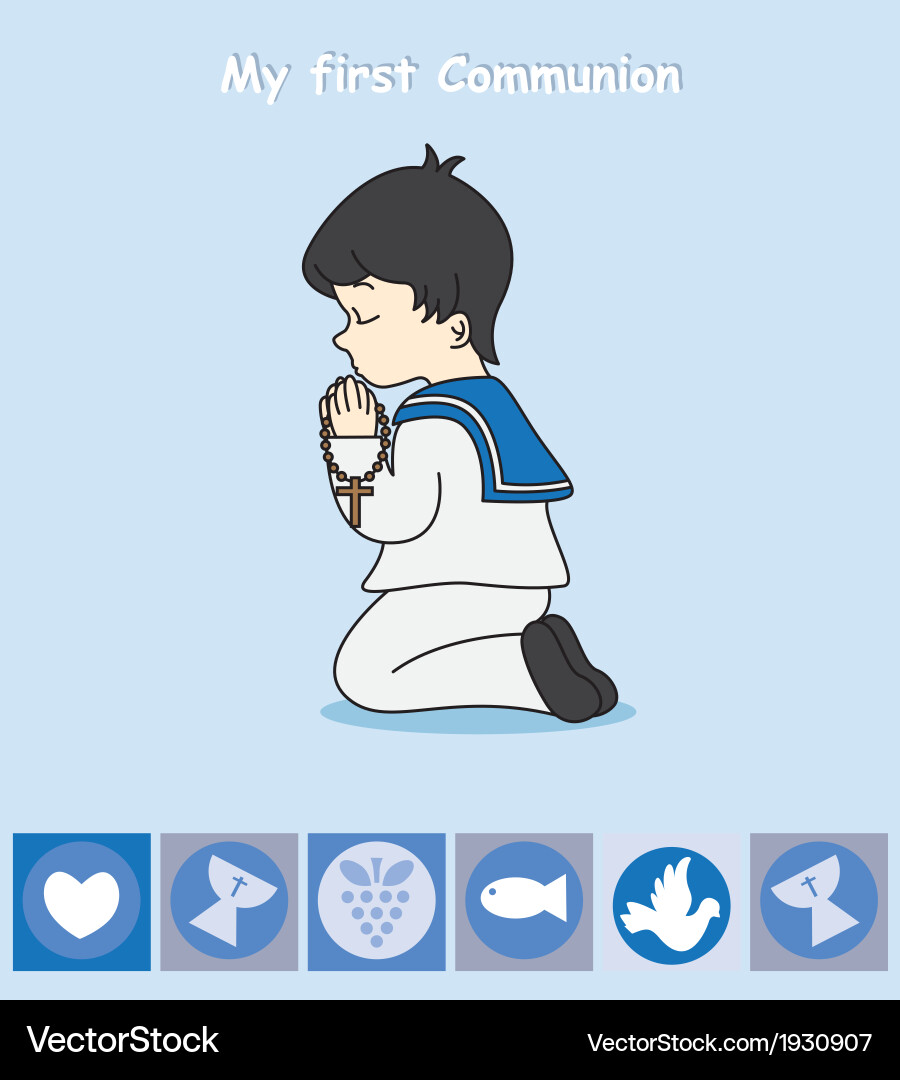 Boy praying Royalty Free Vector Image - VectorStock