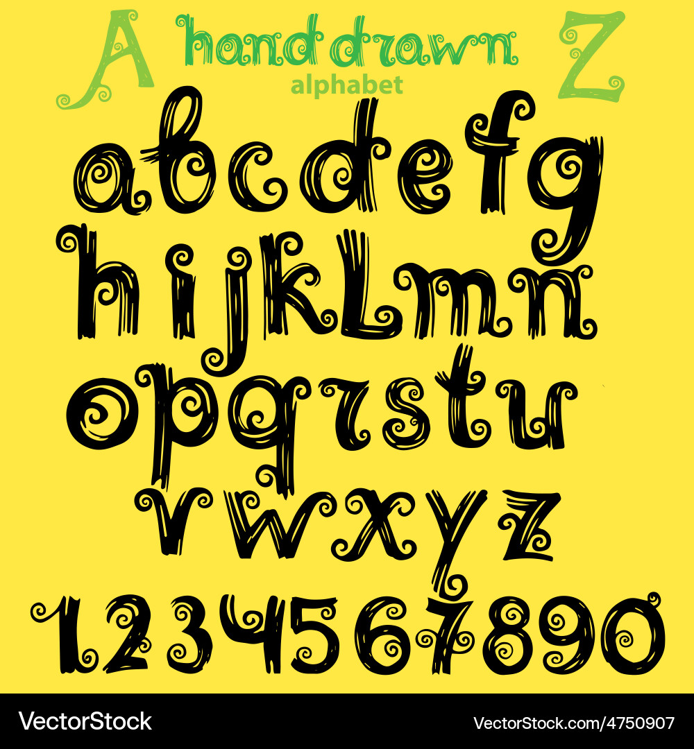 Curled abc Royalty Free Vector Image - VectorStock