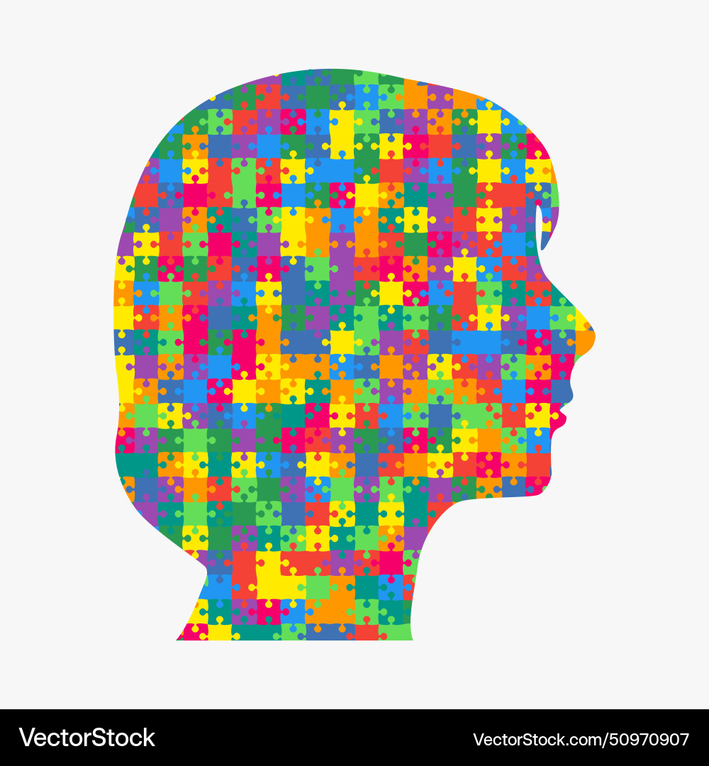 Female head made from puzzle pieces strategy Vector Image