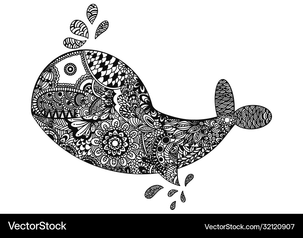Fish line art design tribal pattern Royalty Free Vector