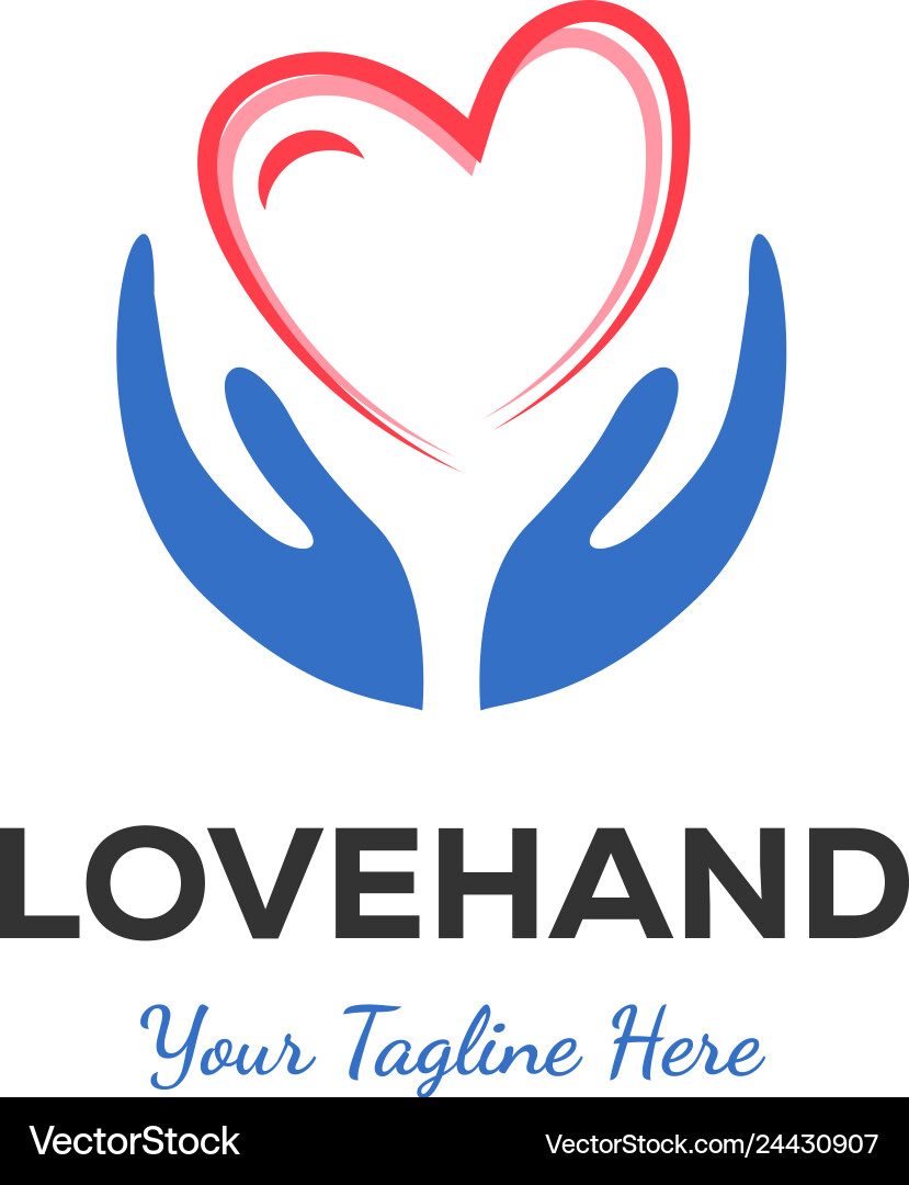 Hand and love logo designs Royalty Free Vector Image