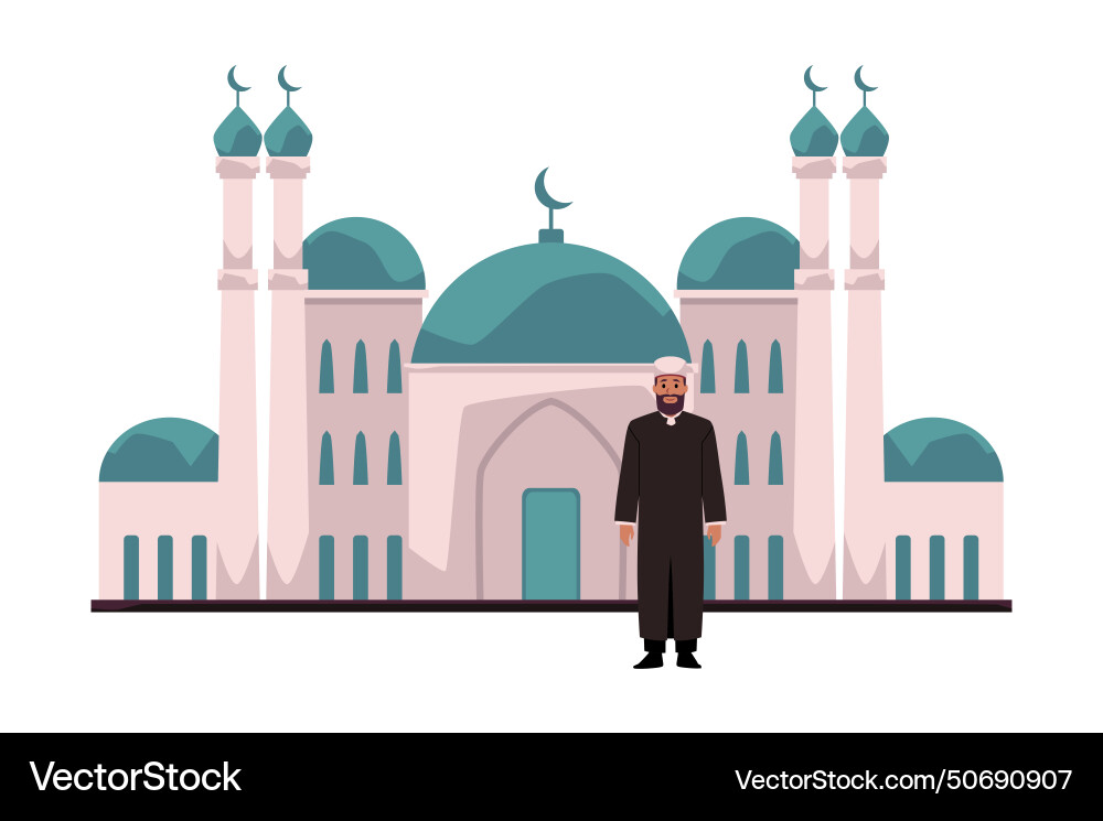 Mullah imam or mufti on background mosque Vector Image