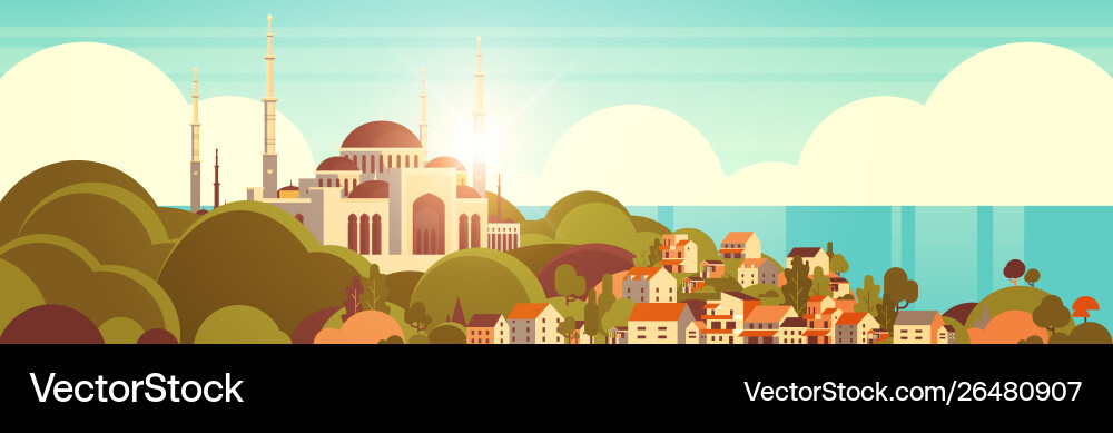 Nabawi mosque building religion concept muslim Vector Image