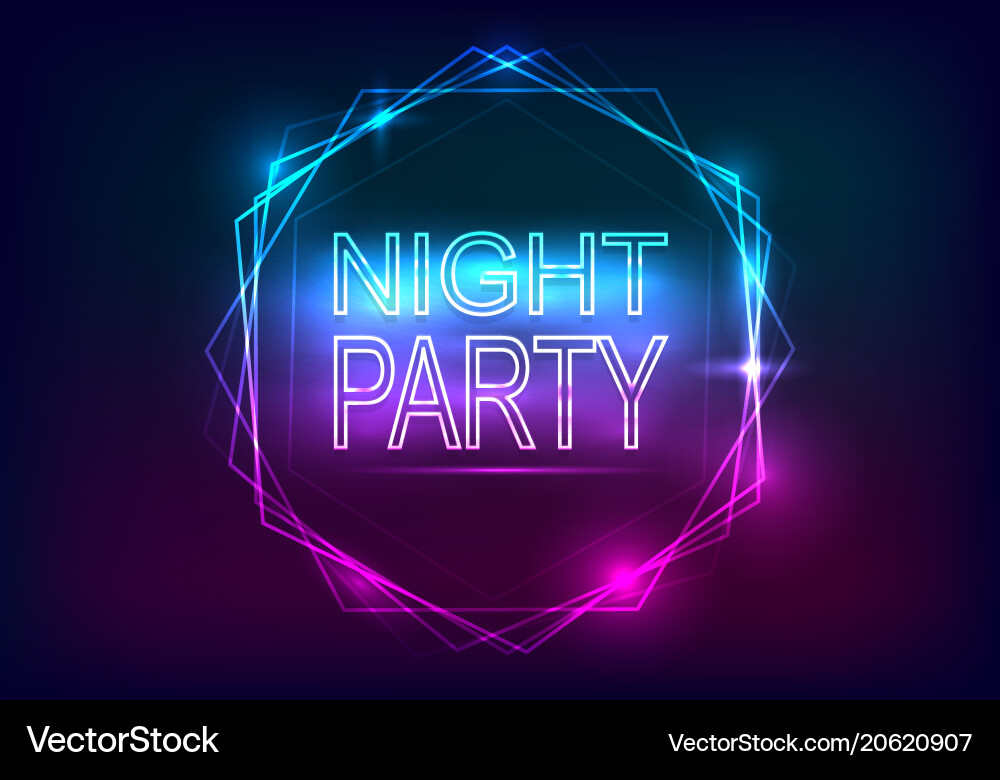 Night party advertisement template neon style Vector Image