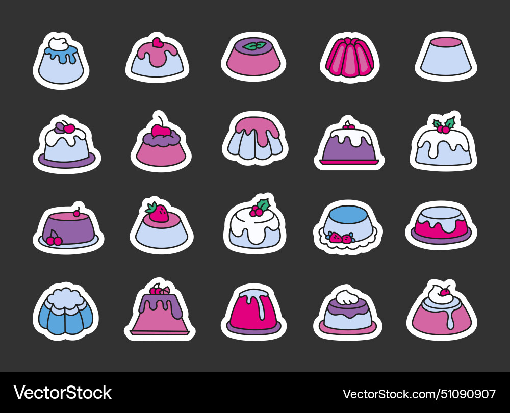 Sweet pudding cake with cream sticker bookmark Vector Image