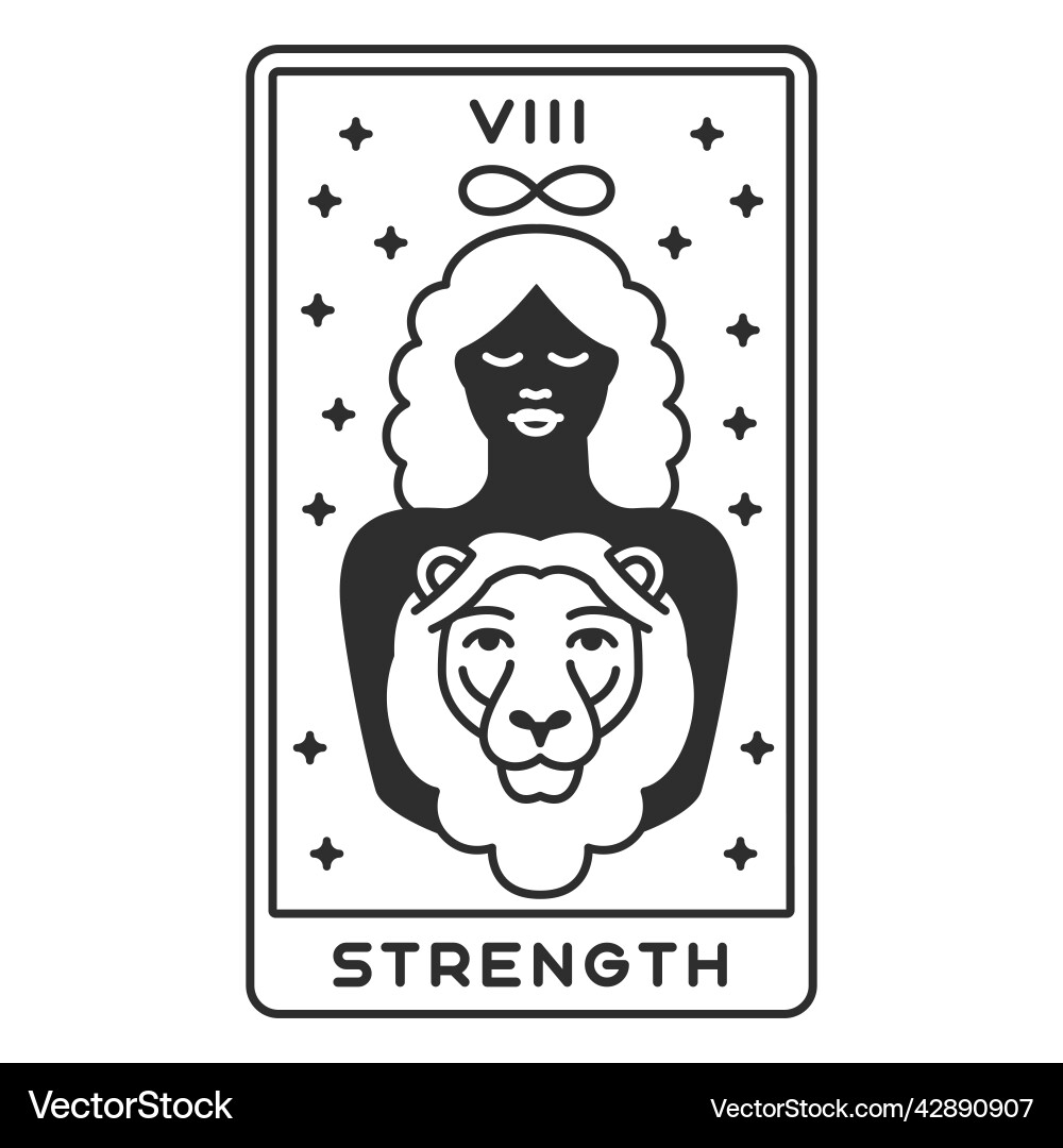 Tarot card strength filled stroke high quality Vector Image