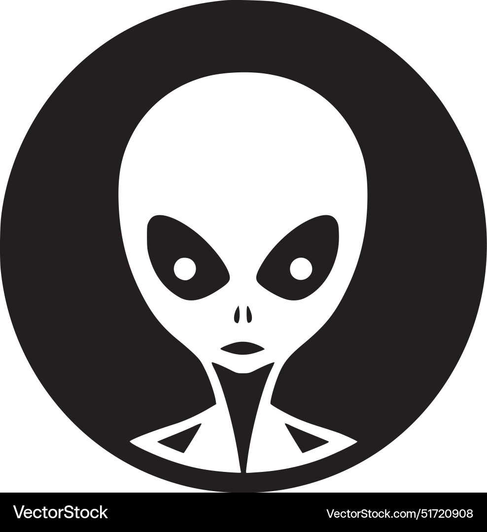 Alien - black and white isolated icon Royalty Free Vector