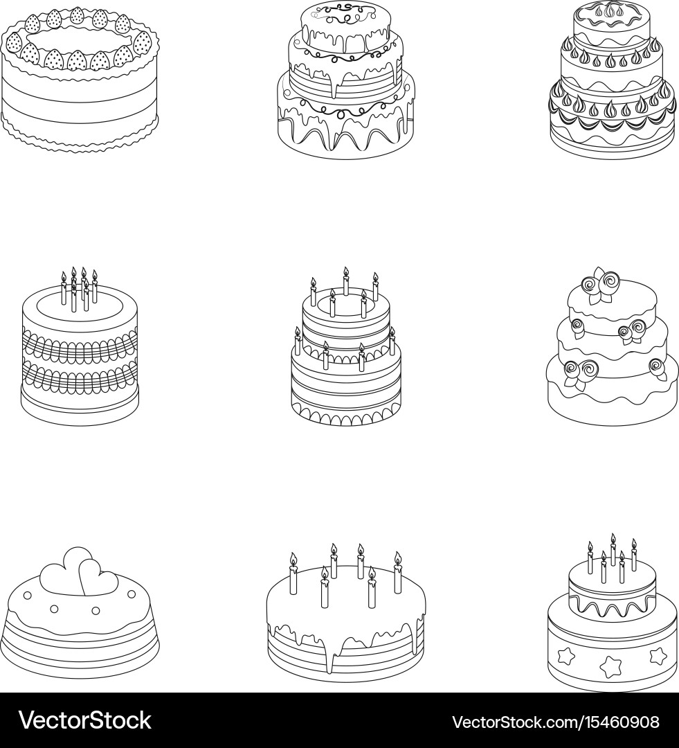 Cakes for the holidays a set of different sweets Vector Image