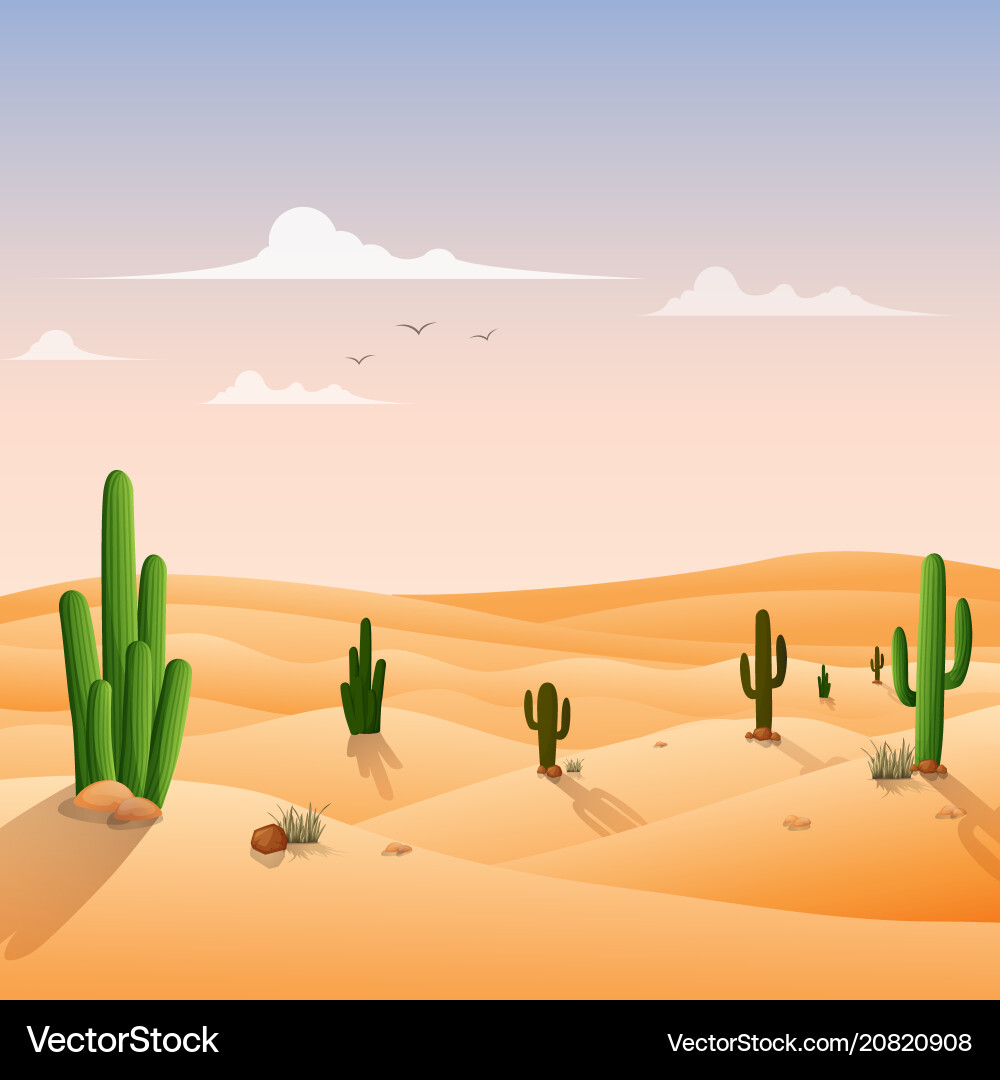 Desert Cacti Landscape Royalty Free Vector Image