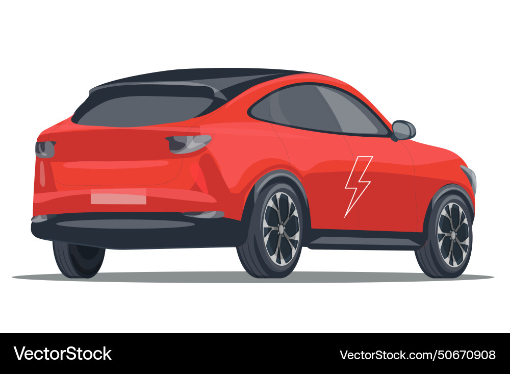 Electric car red electromobile on a white Vector Image