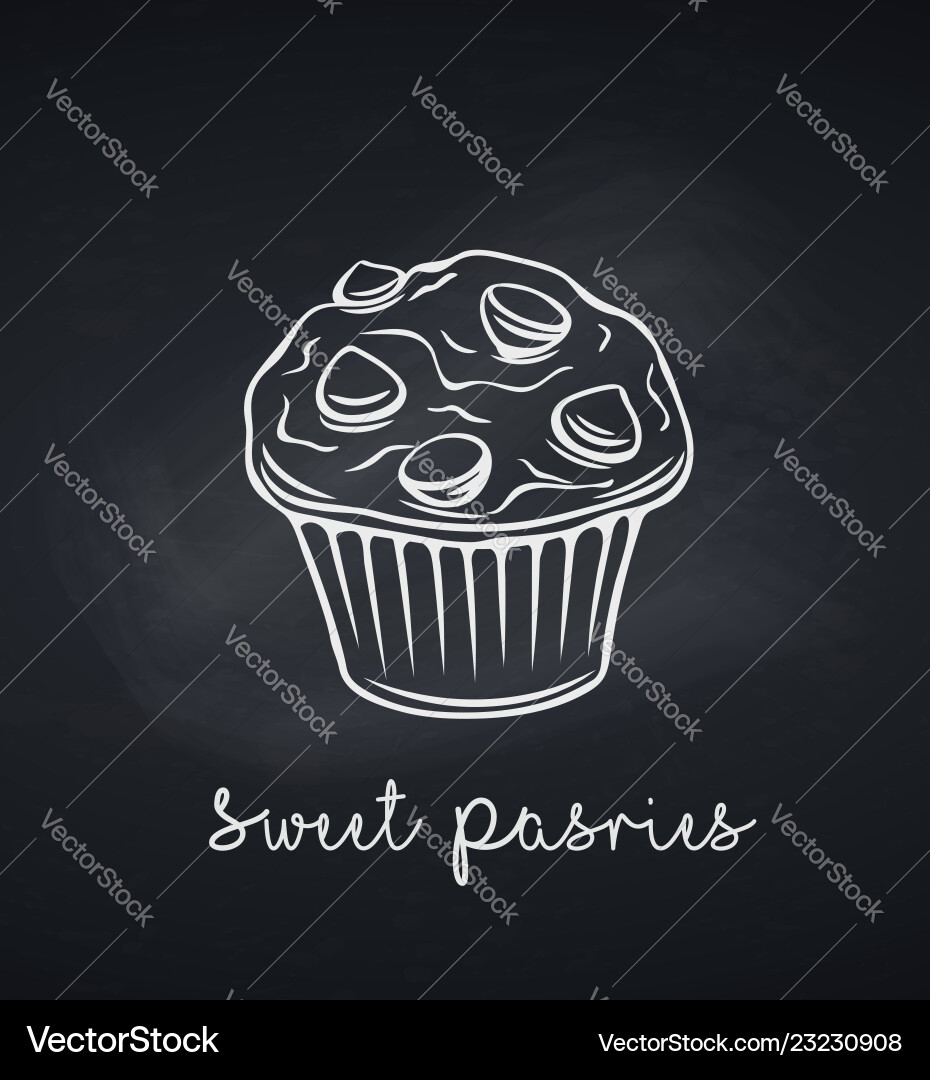 Hand drawn muffin Royalty Free Vector Image - VectorStock