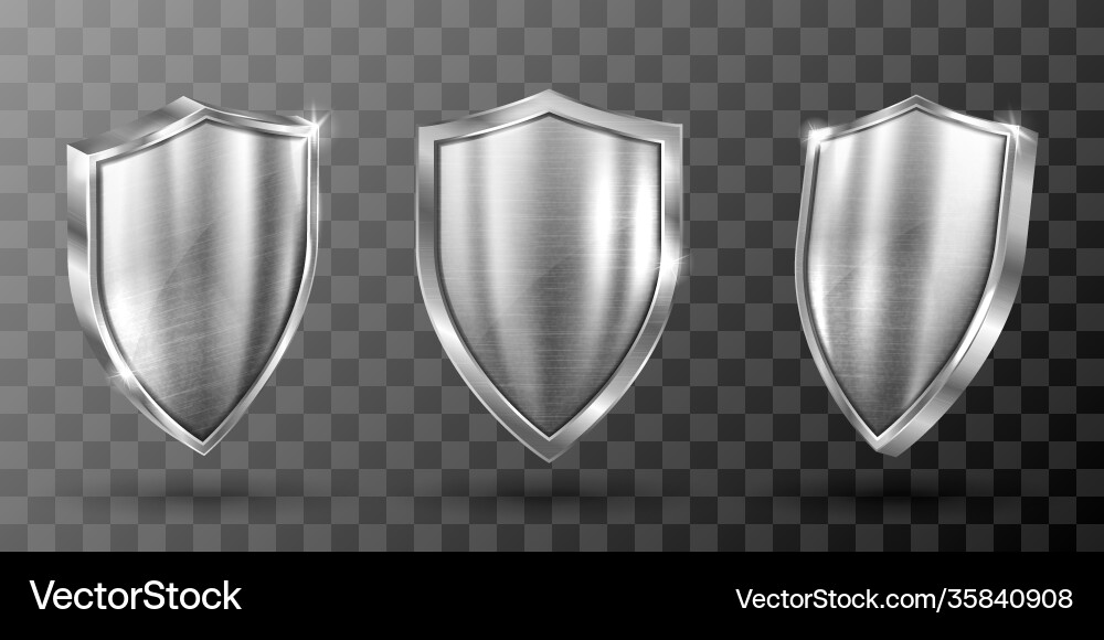 Metal shield with steel frame realistic Royalty Free Vector