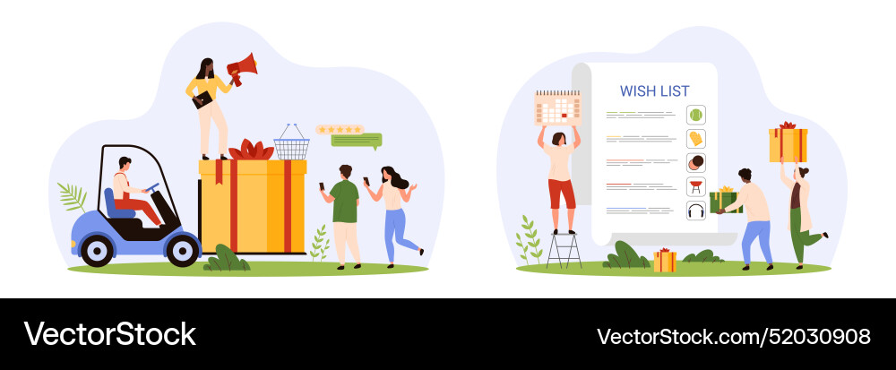 Online shopping planning with wish list set tiny Vector Image