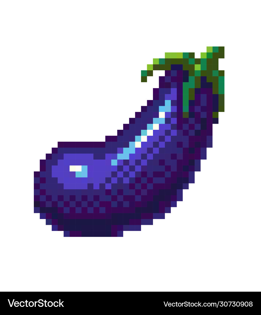 Pixel art eggplant icon 32x32 Royalty Free Vector Image