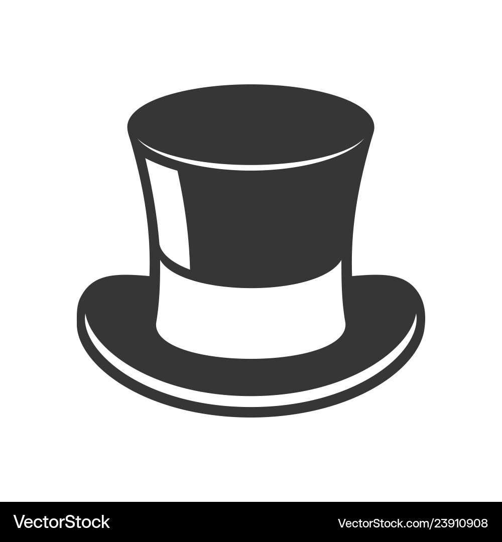 Retro black top hat icon on white background Vector Image