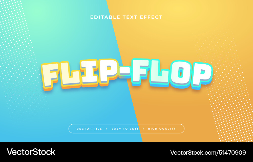 Yellow white and blue flip flop text 3d editable Vector Image