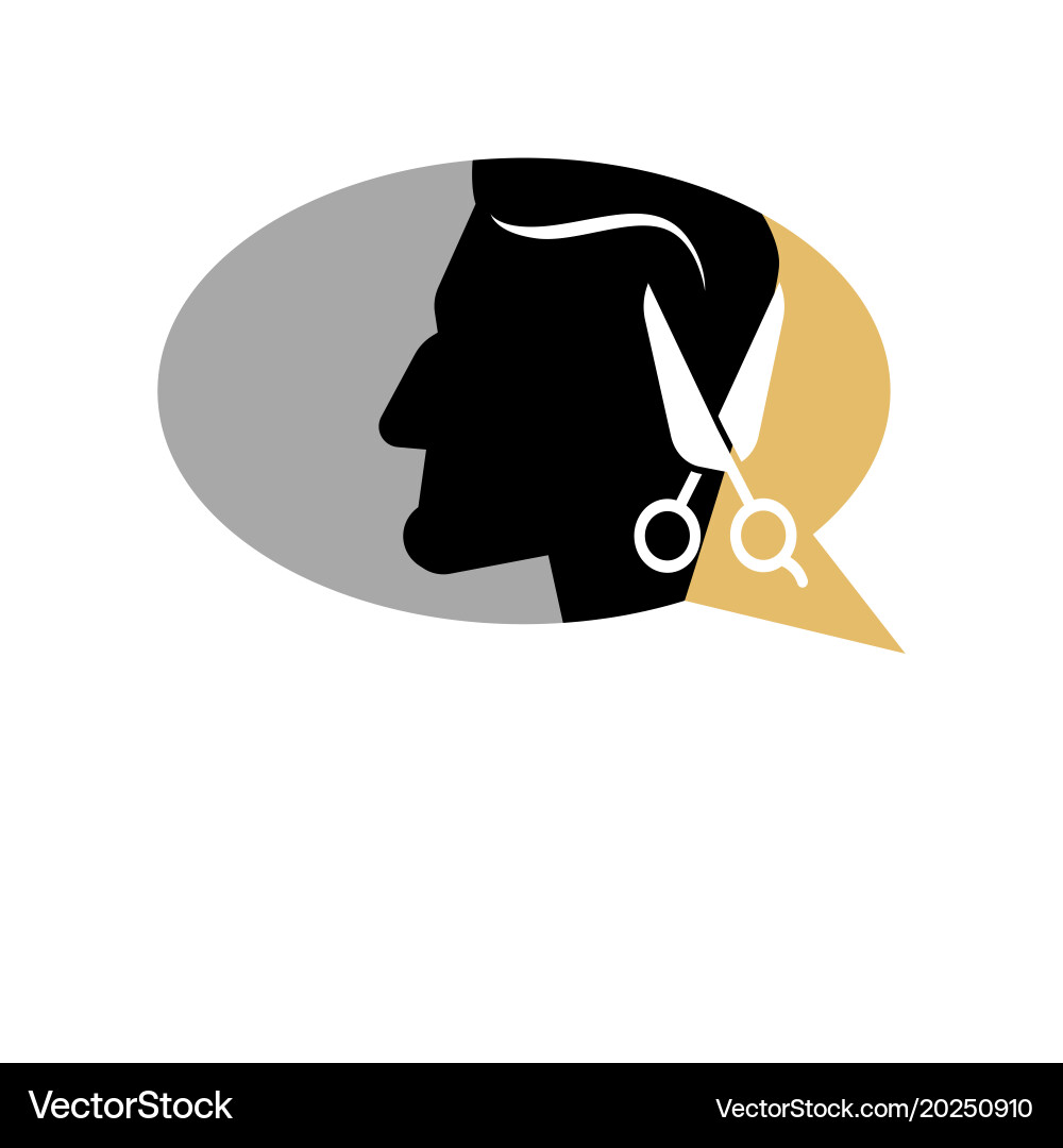 Barber shop man head and scissors icon Royalty Free Vector