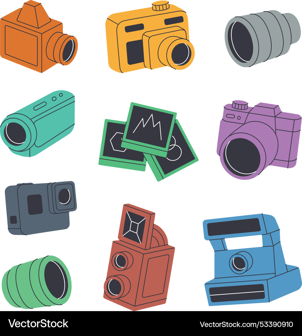 Camera kit photo studio set lens with shutters Vector Image