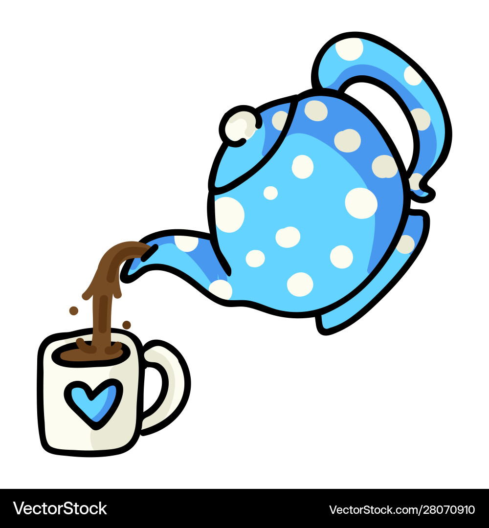 Cute tea pouring cartoon hand Royalty Free Vector Image