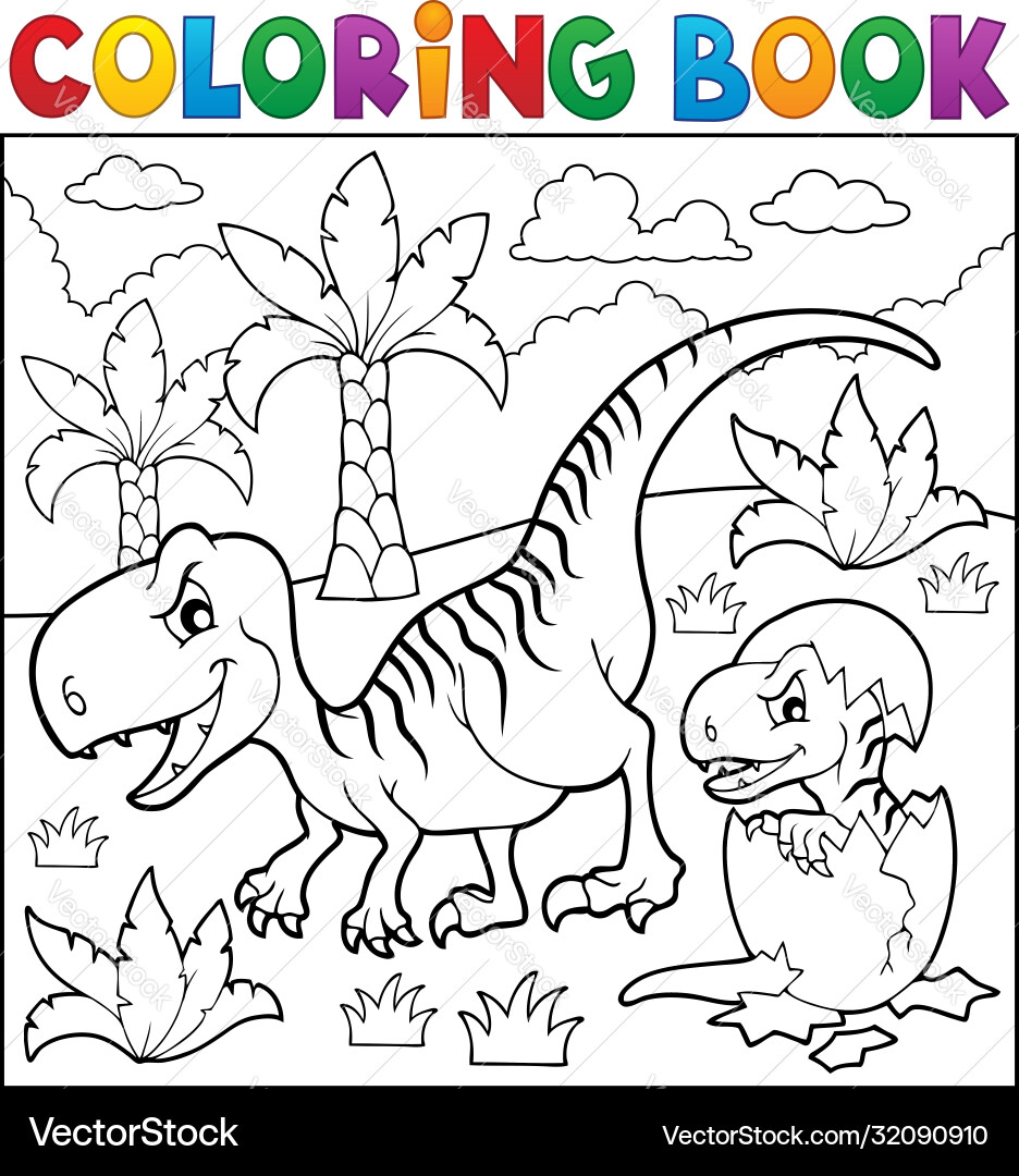 Dinosaur Egg Hatching Coloring Page Royalty Free Vector