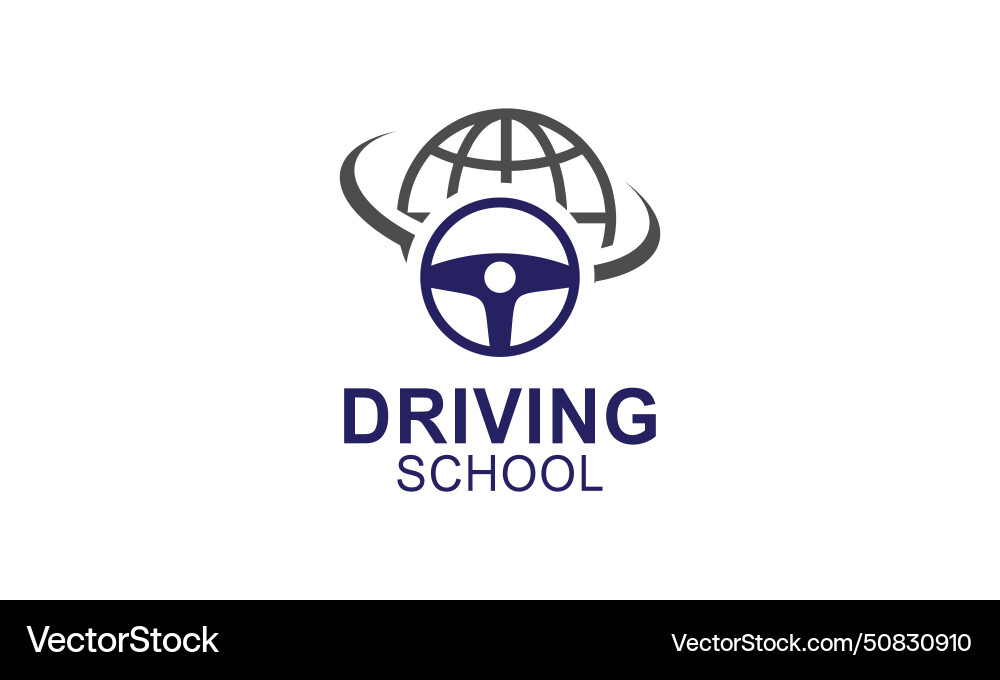 Driving school logo template steering wheel Vector Image