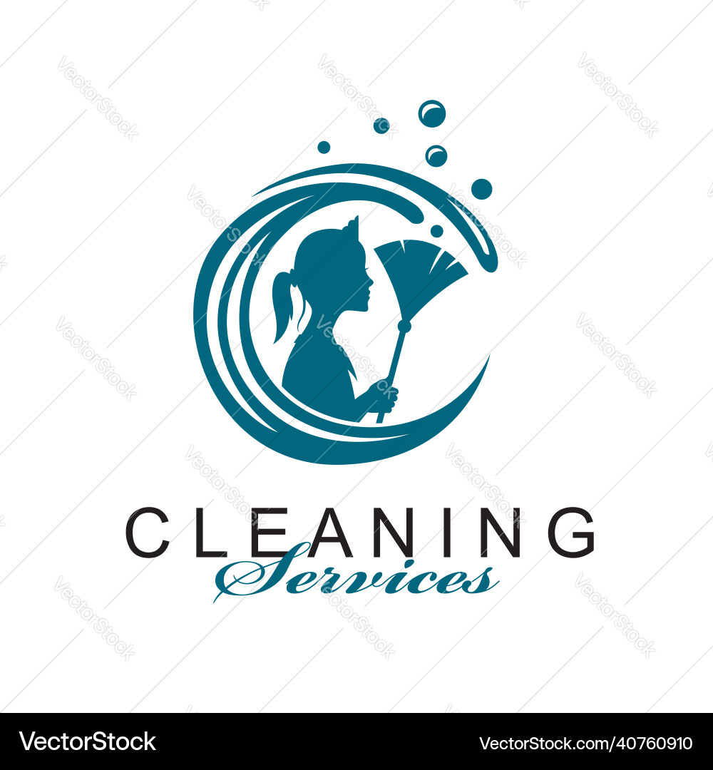 House maid lady emblem Royalty Free Vector Image