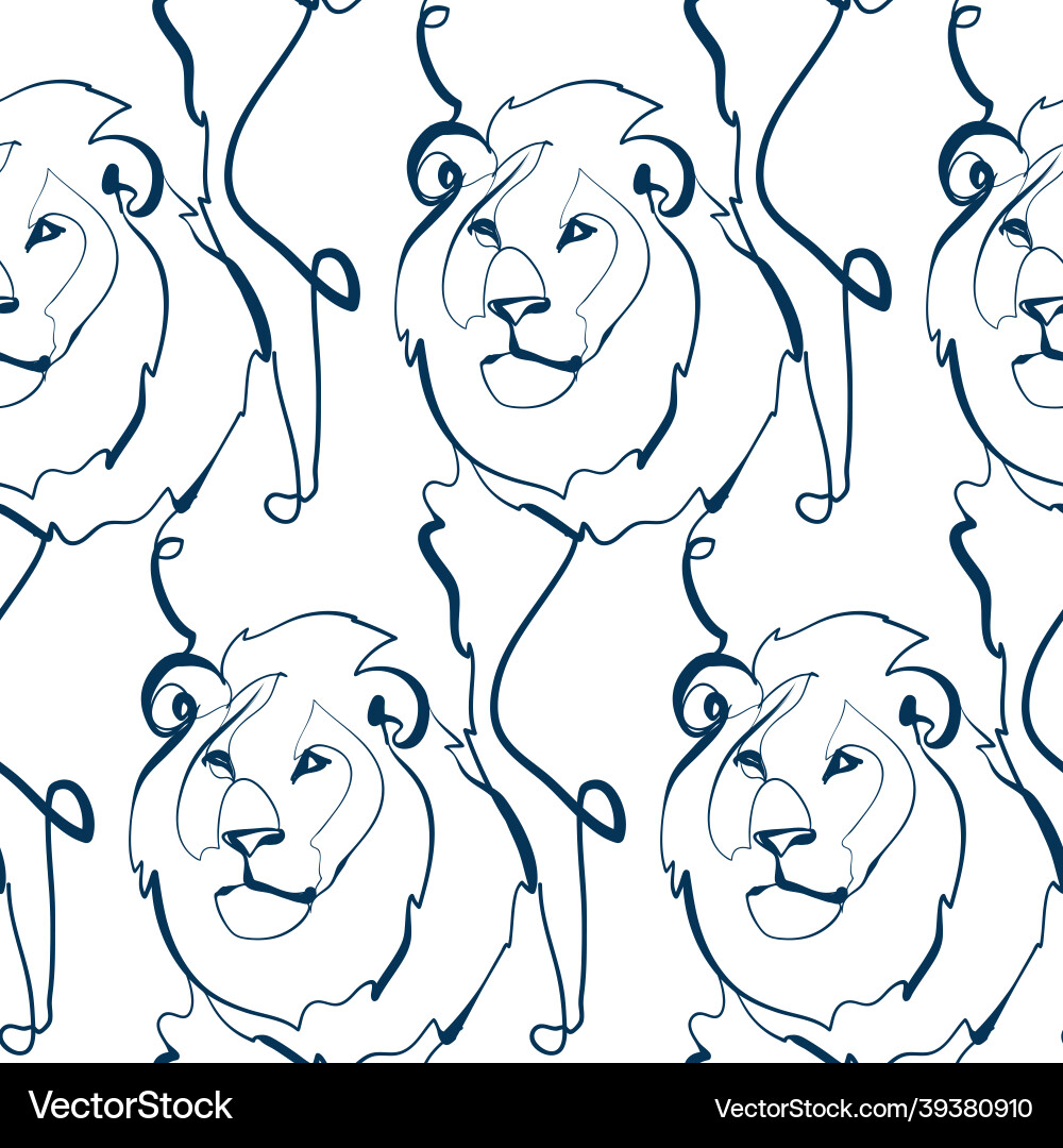 Lion animal art line modern seamless pattern Vector Image