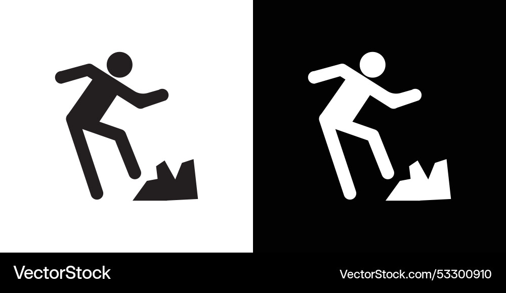 Man tripping icon thin line flat Royalty Free Vector Image