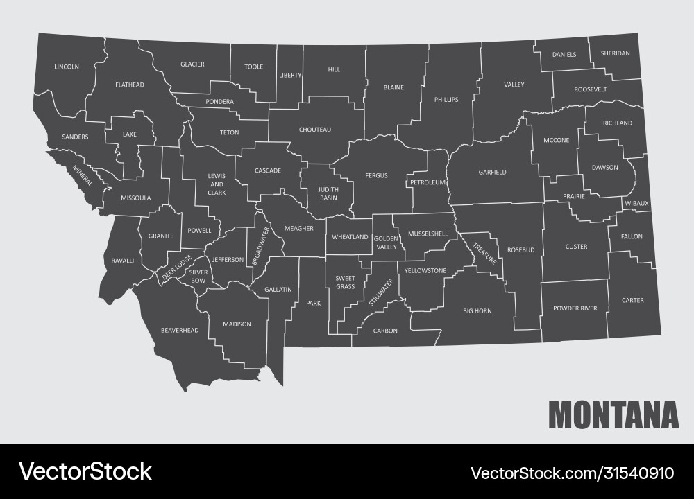 Montana county map Royalty Free Vector Image - VectorStock