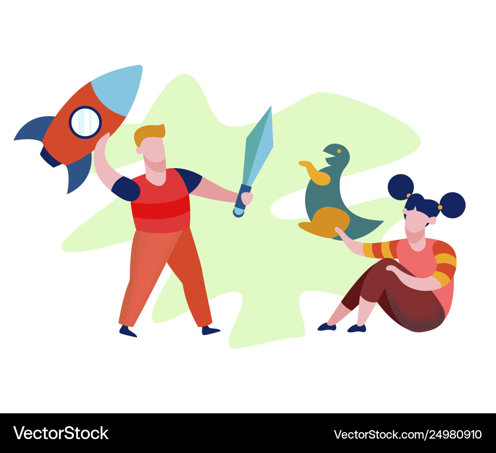 Siblings playing together Royalty Free Vector Image
