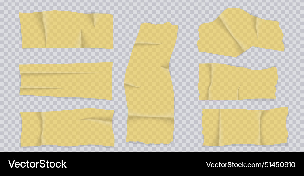 Transparent yellow duct tape set Royalty Free Vector Image