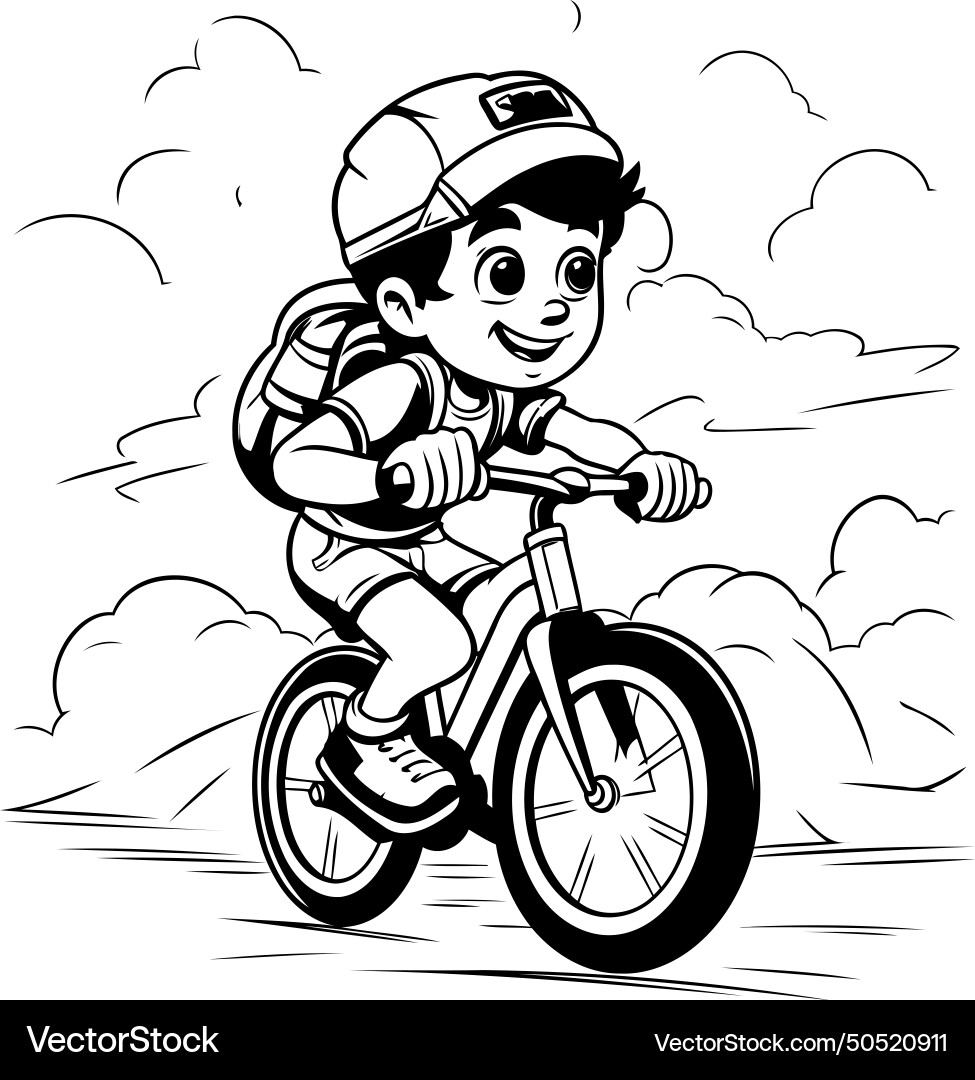 Boy riding a bicycle sketch for your design Vector Image