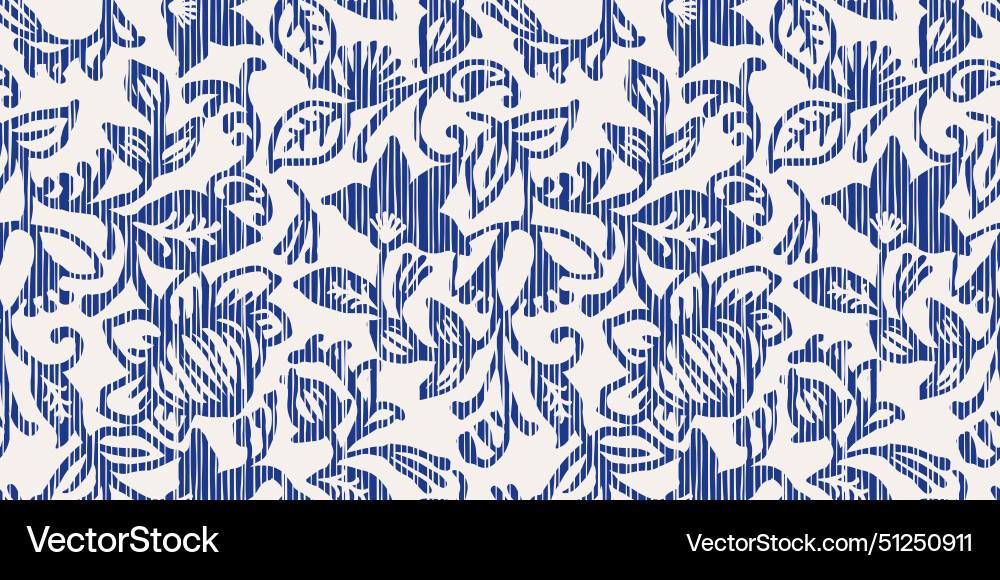 Ethnic blue seamless patterns with plant motifs Vector Image
