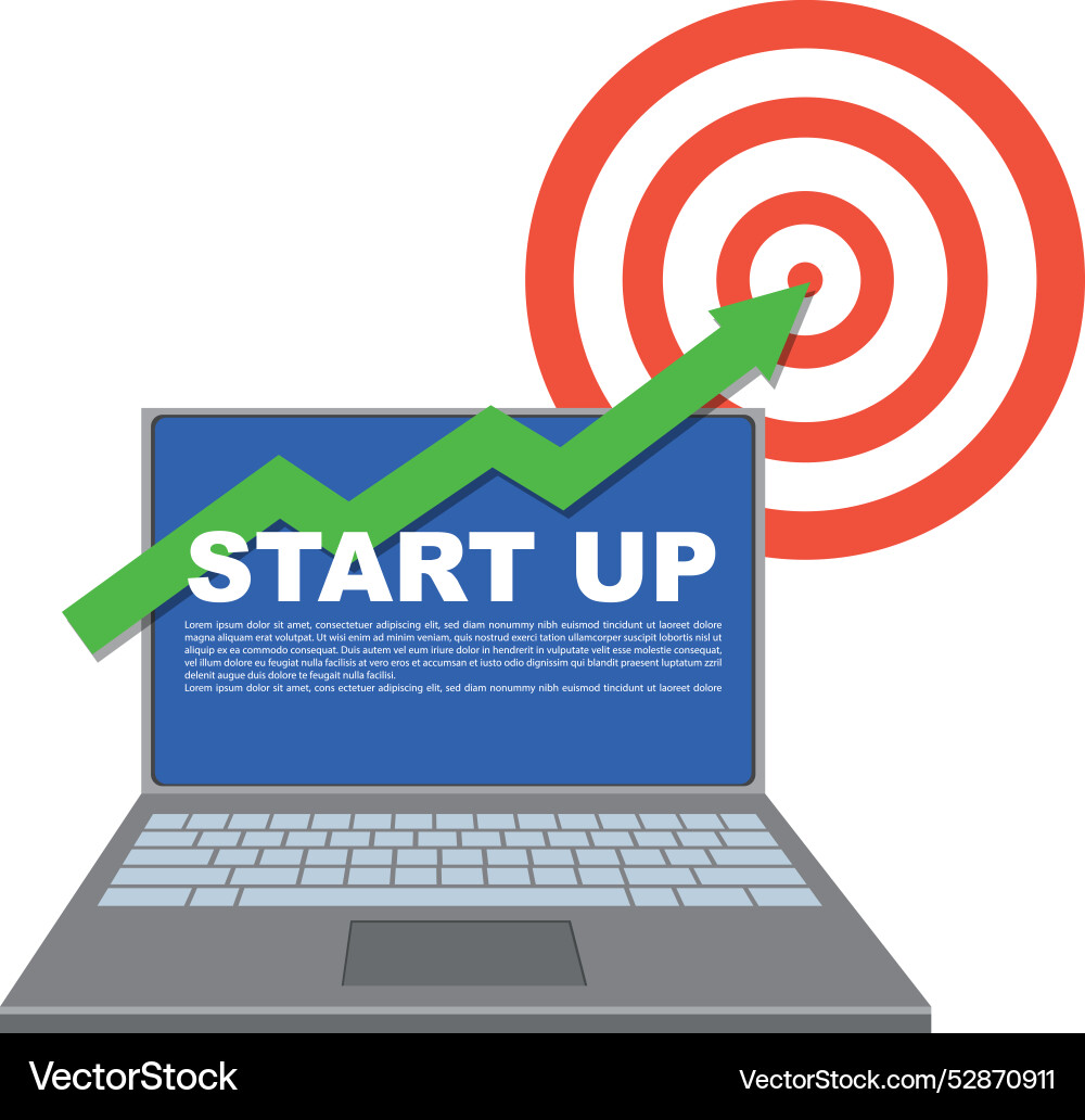 Laptop with arrow hitting a target Royalty Free Vector Image